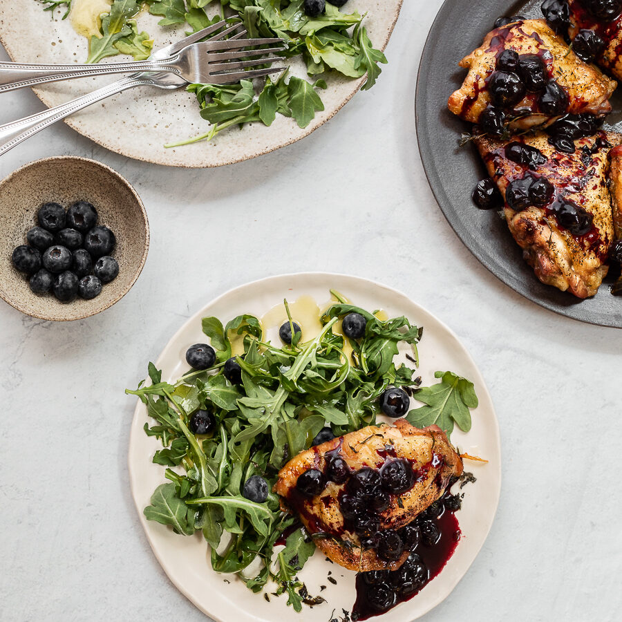 Oven Roasted Chicken + Blueberry Balsamic Sauce - Chasing The Seasons